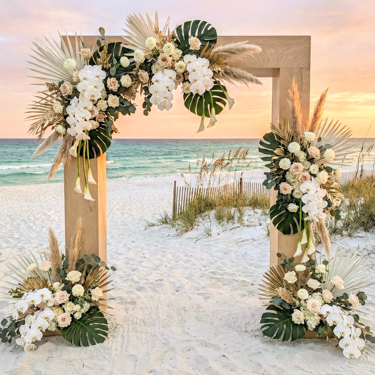 Grand Modern Timber Column Wedding Arbor Rental in Panama City Beach ...